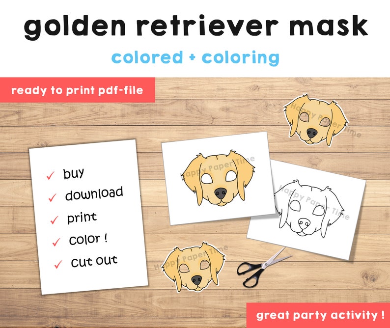 Golden Retriever Dog Mask Animal Mask Party Favor Labrador | Etsy