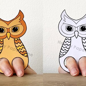 Owl Paper Craft Printable Woodland Animal Finger Puppet Kids Craft Owl ...