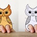 Owl Paper Craft Printable Woodland Animal Finger Puppet Kids Craft Owl ...