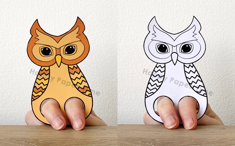 Owl Paper Craft Printable Woodland Animal Finger Puppet Kids - Etsy