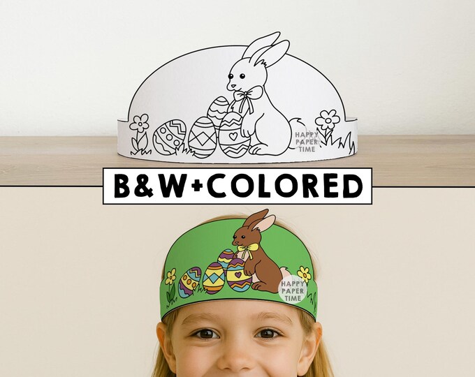 Easter Bunny Paper Crown Printable Bunny Ears Paper Crowns Easter Paper ...