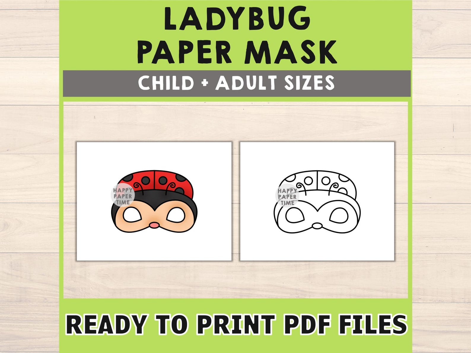 Ladybug Mask Costume Animal Mask Printable Party Favor Insect Halloween ...