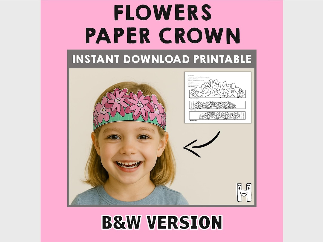 Flower Paper Crown Party Coloring Printable Kids Craft Spring Fairy ...
