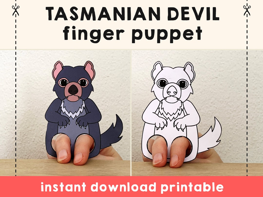 Tasmanian Devil Paper Craft Printable Australian Animal Finger Puppet ...