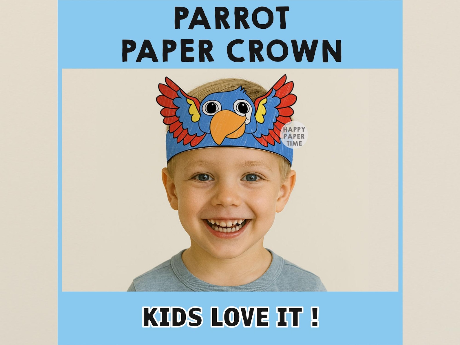 Parrot Paper Crown Headband Pet Animal Printable Kids Activity Craft ...