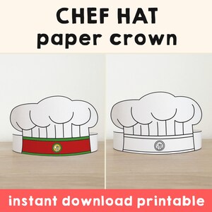 Chef Hat Cook Paper Crown Restaurant Party Coloring Printable Kids ...