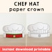 Chef Hat Cook Paper Crown Restaurant Party Coloring Printable Kids ...
