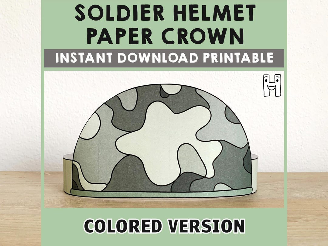 Soldier Helmet Paper Crown Headband Military Army Veteran Day Printable ...