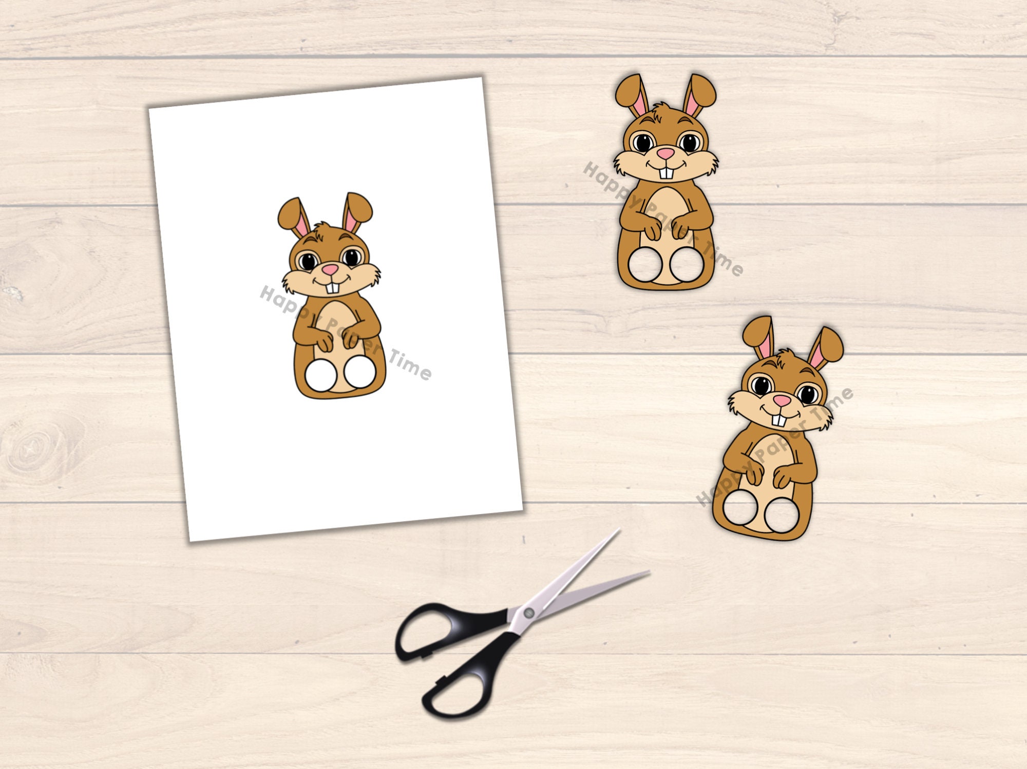 Bunny Paper Craft Printable Pet Animal Finger Puppet Rabbit Kids Craft ...