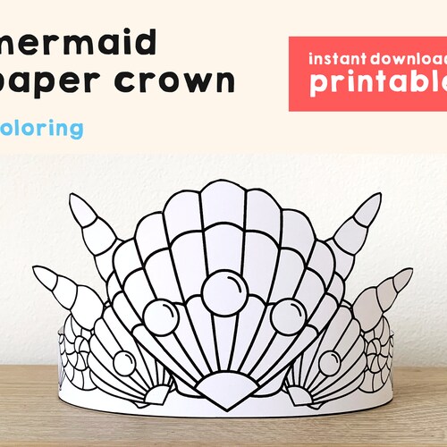 Crab Paper Crown Party Coloring Printable Party Hat Kids Craft - Etsy
