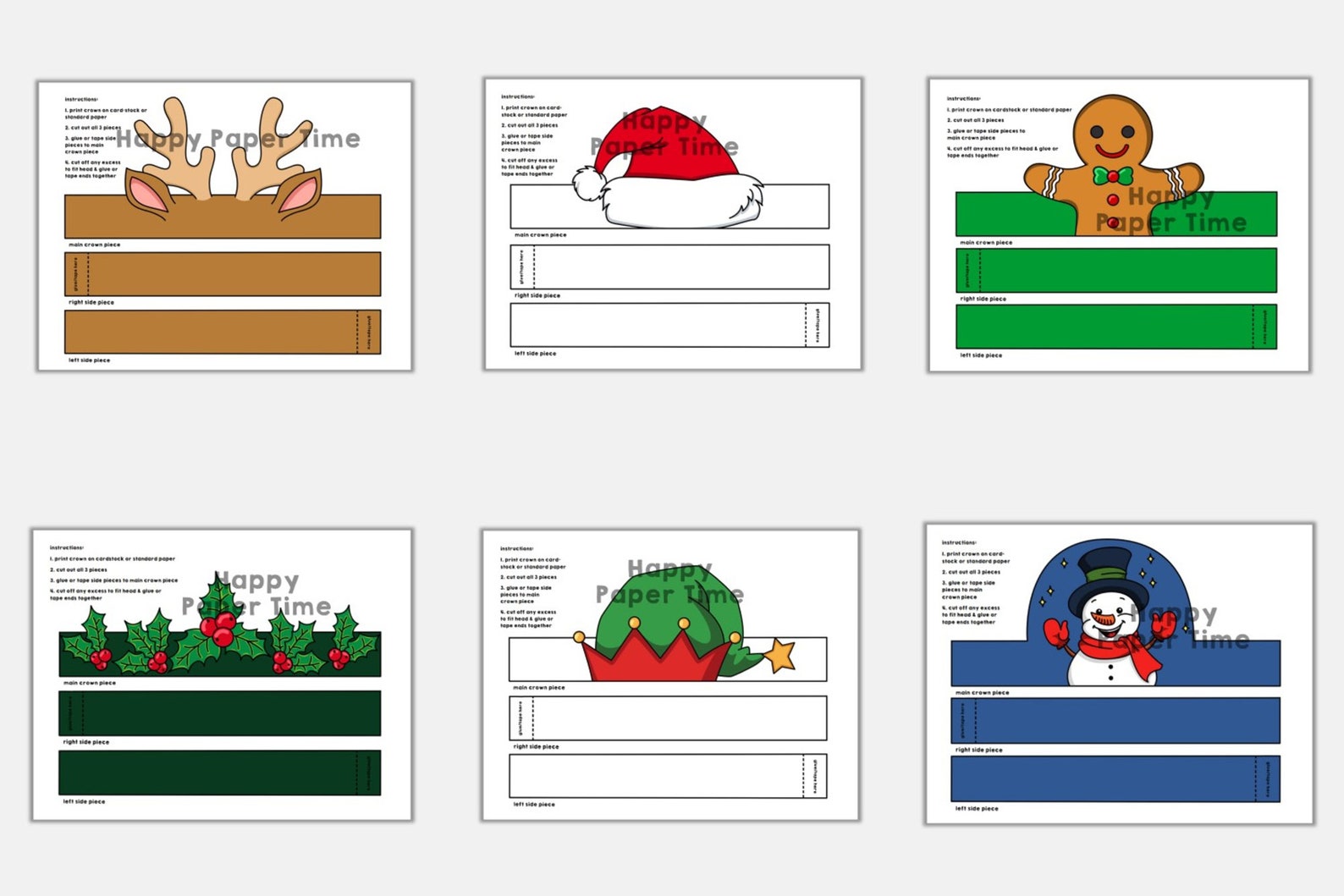 Christmas Paper Crowns Activity Printable Kids Craft Hats | Etsy