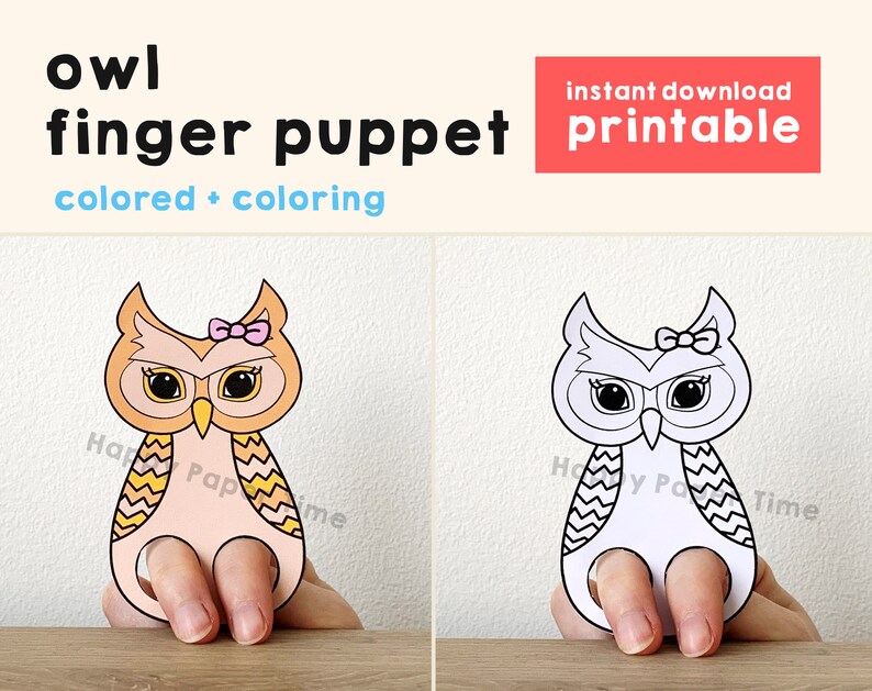 Owl Paper Craft Printable Woodland Animal Finger Puppet Kids - Etsy