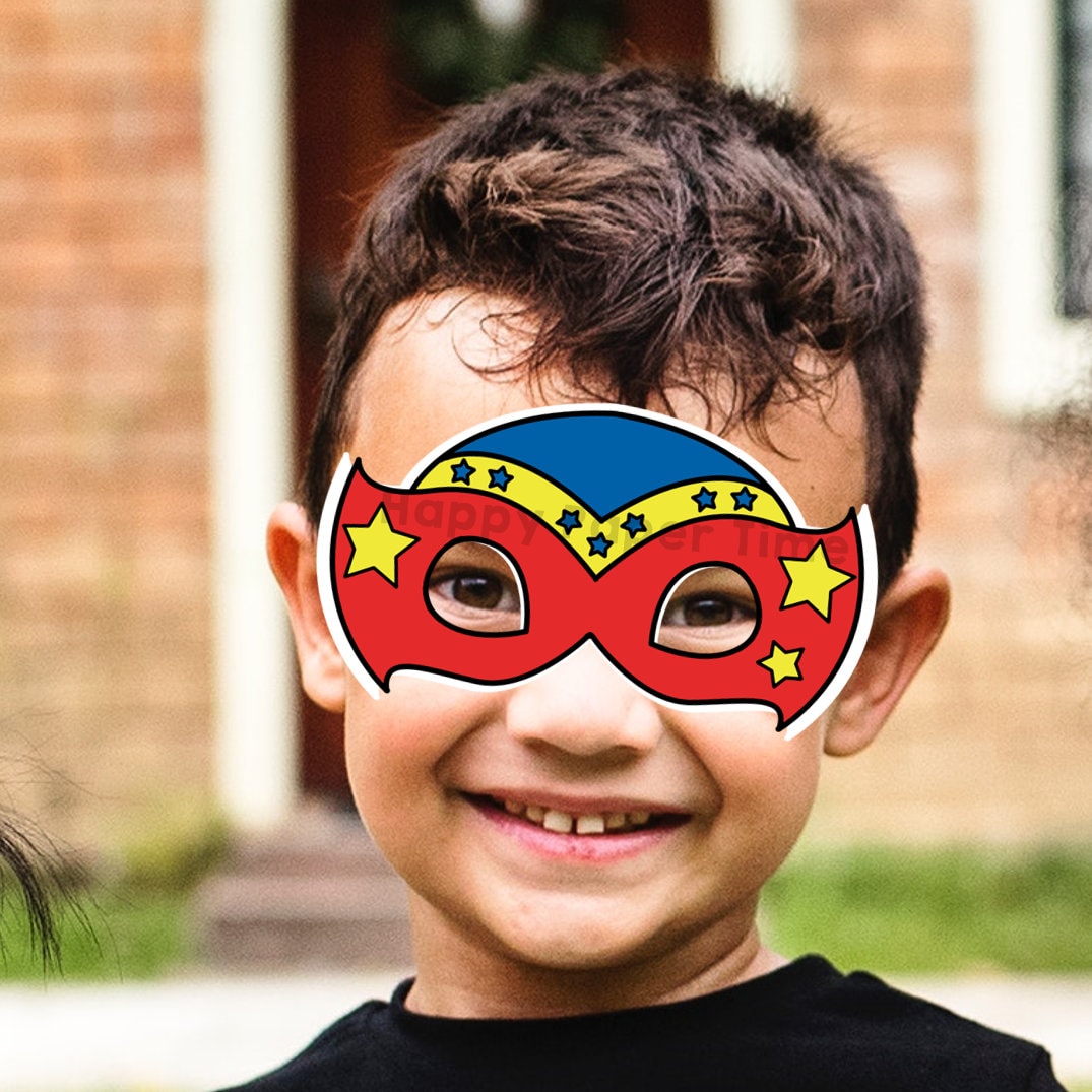 Superhero Mask Costume Hero Mask Printable Party Favor Craft Halloween ...