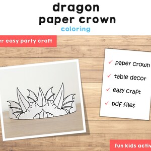 Dragon Paper Crown Template Fantasy Party Headband Coloring Printable ...