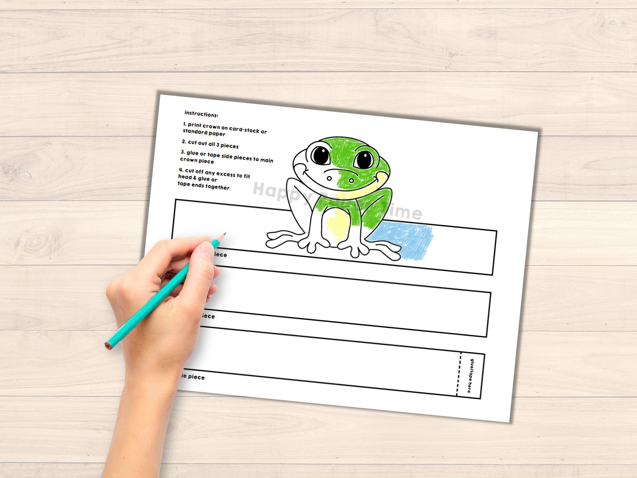 Frog Paper Crown Party Coloring Printable Kids Craft Animal Birthday ...