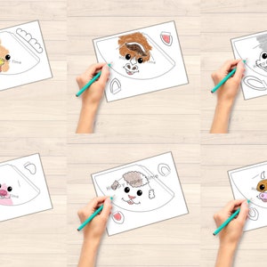 Farm Animal Party Hats Paper Printable Table Pig Horse Cow Rabbit Sheep ...