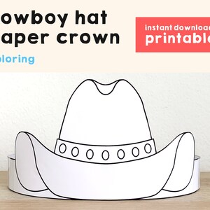 Cowboy Hat Paper Crown Party Coloring Printable Kids Craft - Etsy