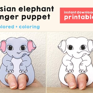 Asian Elephant Paper Craft Printable Asian Animal Finger Puppet Kids ...