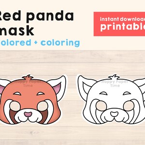 Red Panda Mask Costume Animal Mask Printable Party Favor Asian Jungle ...