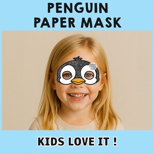 Penguin Mask Paper Craft Costume Diy Polar Animal Mask Template Print ...