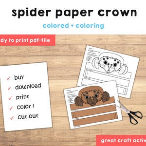 Spider Paper Crown Party Coloring Printable Kids Craft Insect Birthday ...