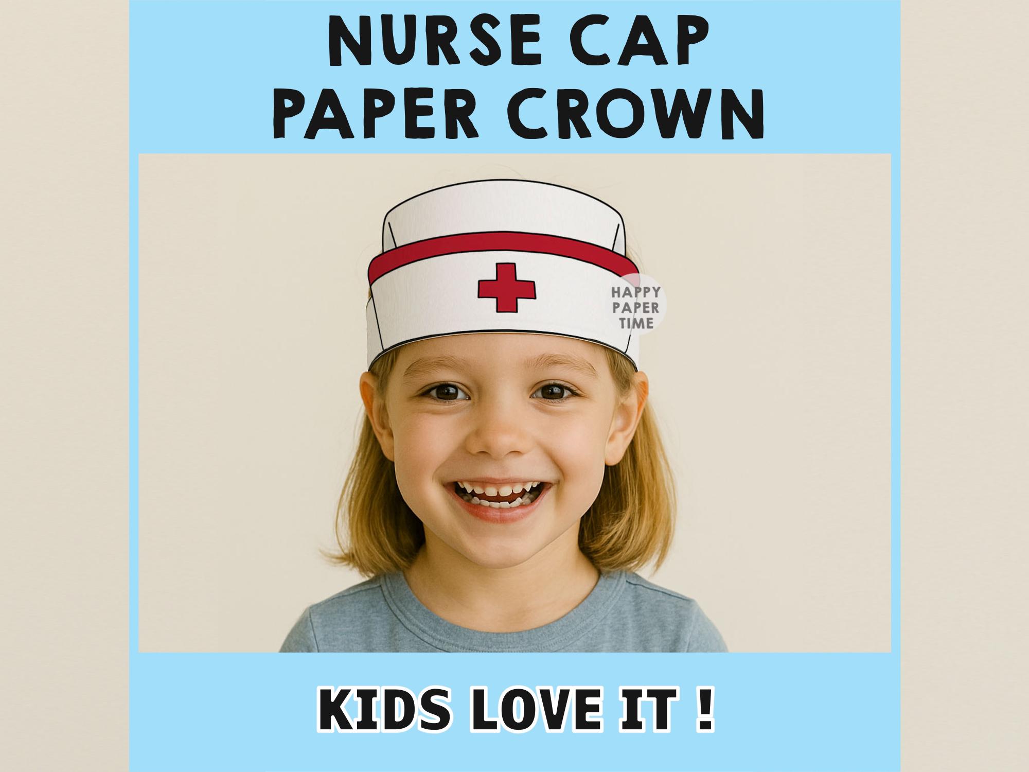 Nurse Cap Hat Paper Crown Party Coloring Printable Kids Craft Doctor ...