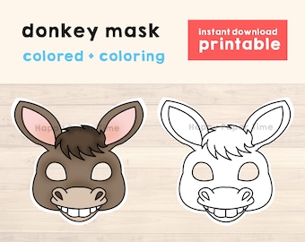 Donkey Printable Mask Animal Masks for Kids Party - Etsy