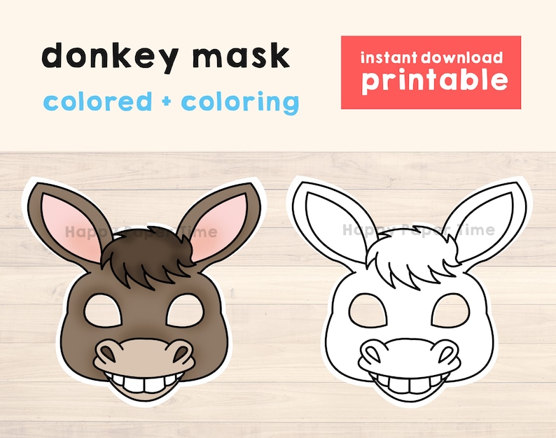 Donkey Mask Template Costume Kids Diy Farm Animal Party Fun - Etsy