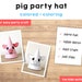 Pig Party Hat Paper Printable Template Print Out Farm Animal - Etsy