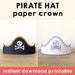 Pirate Hat Paper Crown Template Pirate Captain Party Headband Coloring ...