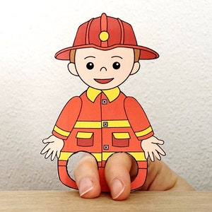 Firefighter Paper Craft Printable Community Helper Finger Puppet Kids ...