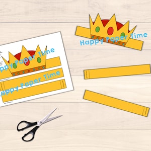 King Paper Crown Template Fantasy Medieval Party Headband Costume ...