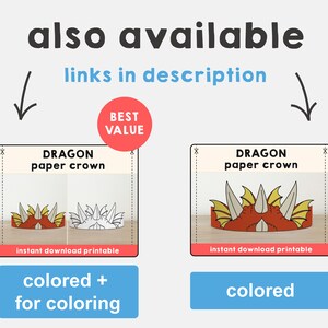 Dragon Paper Crown Template Fantasy Party Headband Coloring Printable ...