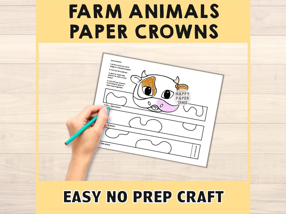 Farm Animals Paper Crowns Pig Pony Cow Rabbit Sheep Chicken Printable ...