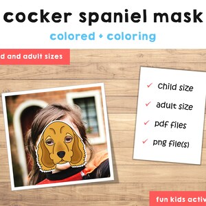 Cocker Spaniel Dog Mask Animal Mask Party Favor King Charles Printable ...