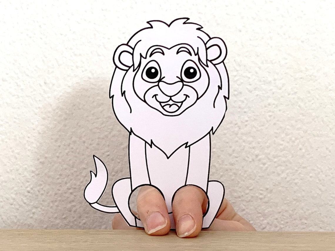 Lion Paper Craft Printable African Animal Finger Puppet Kids - Etsy