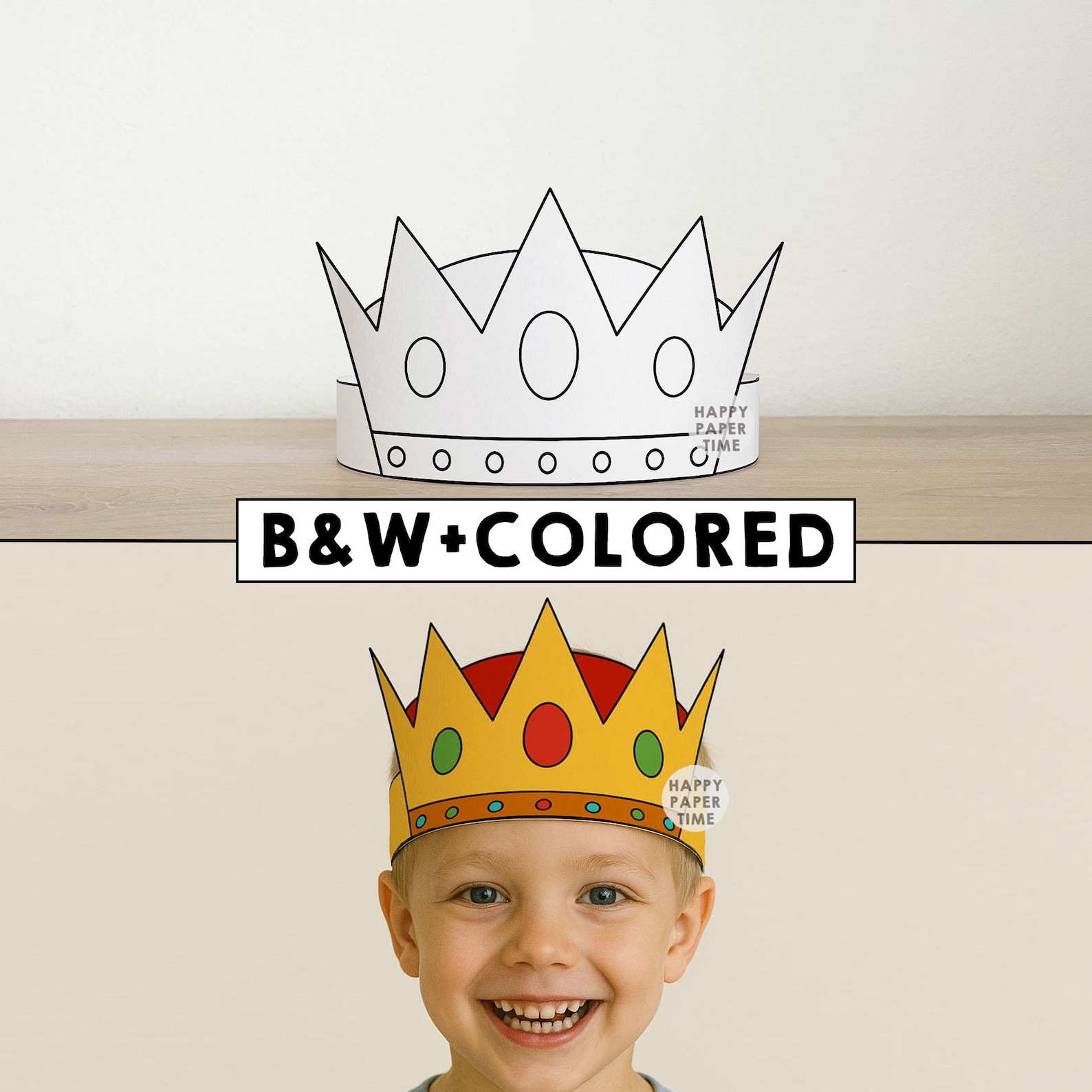 King Paper Crown Template Fantasy Medieval Party Headband Coloring ...