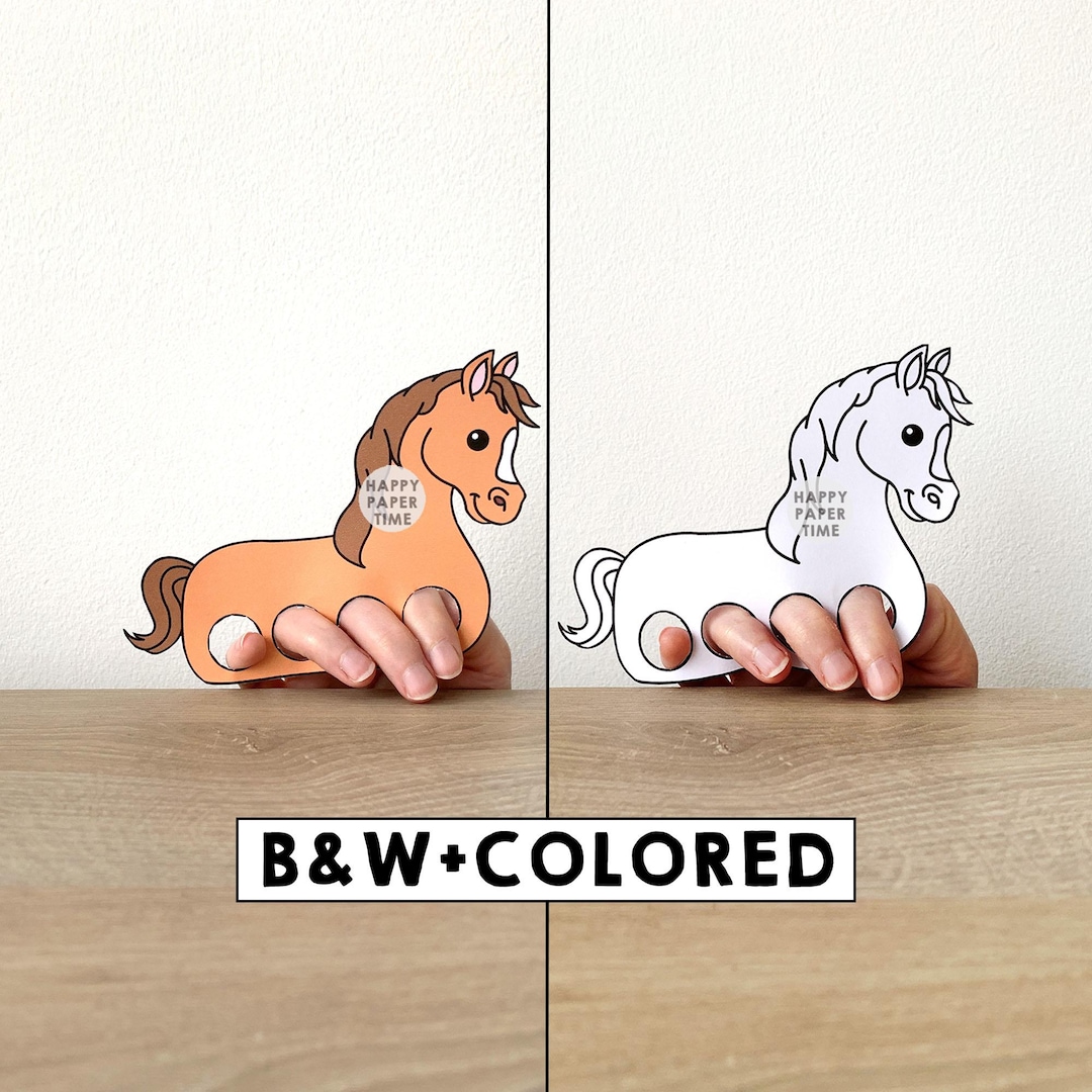 Horse Paper Craft Printable Pony Farm Animal Finger Puppet Pretend Play ...