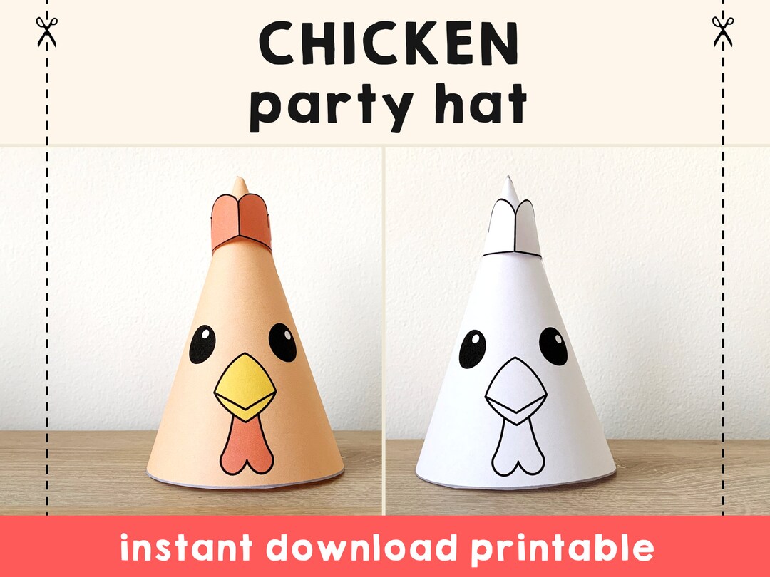 Chicken Party Hat Paper Printable Template Print Out Farm Animal Table ...