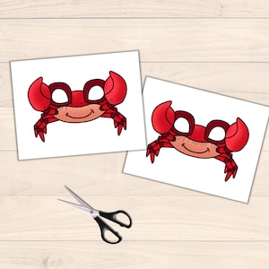 Crab Mask Template Costume Kids Diy Ocean Sea Animal Party Fun Favor ...