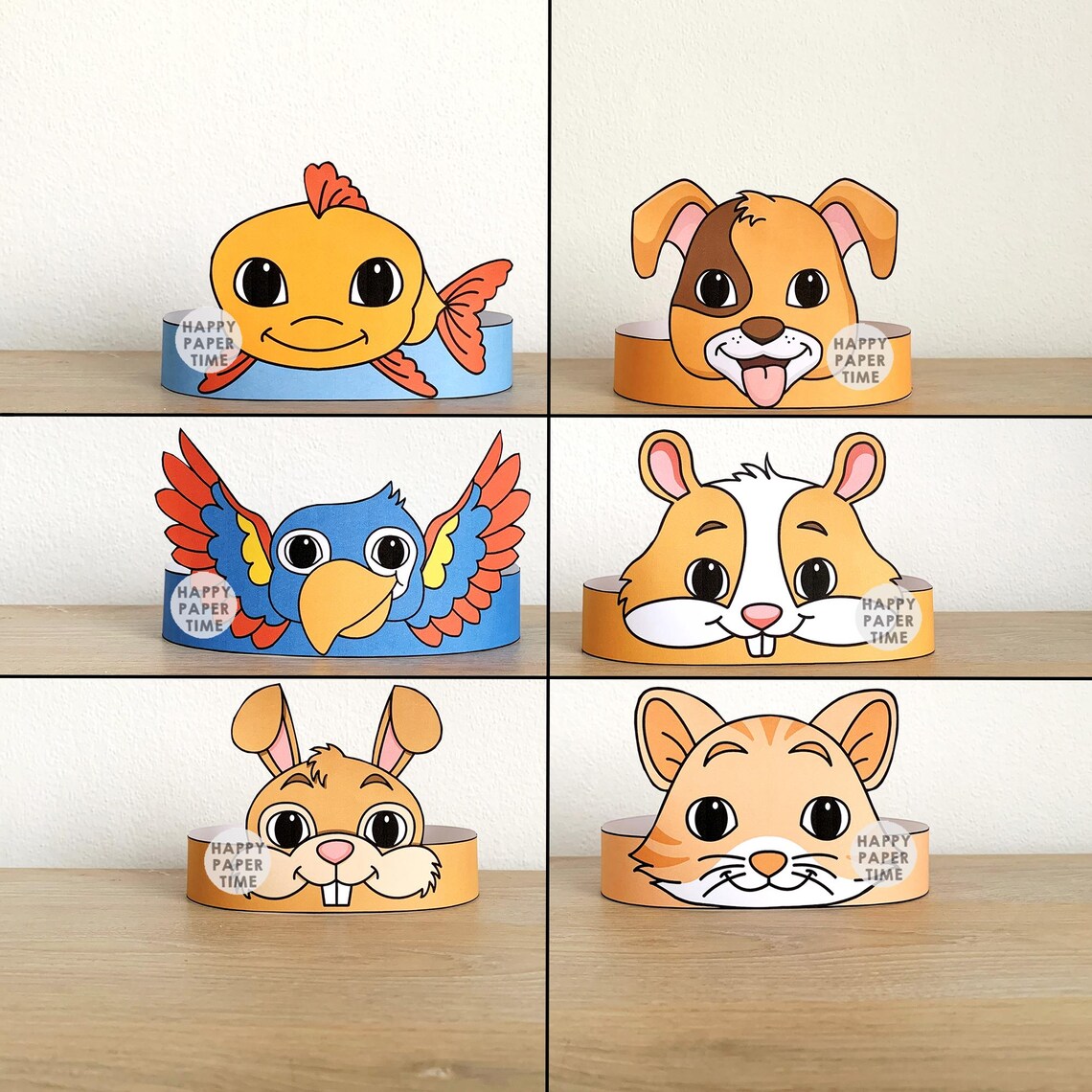 Pets Animals Paper Crowns Dog Cat Hamster Parrot Goldfish Bunny ...