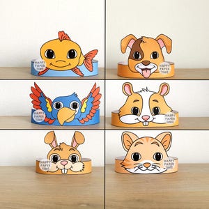 Pets Animals Paper Crowns Dog Cat Hamster Parrot Goldfish Bunny ...