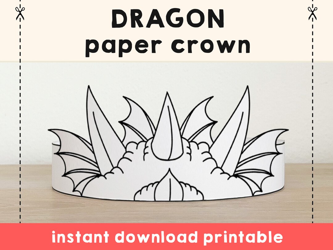 Dragon Paper Crown Template Fantasy Party Headband Coloring Printable ...
