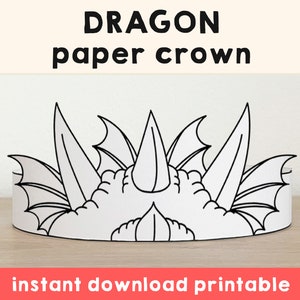 Dragon Paper Crown Template Fantasy Party Headband Coloring Printable ...