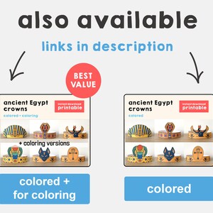 Ancient Egypt Paper Crowns Pharaoh Cobra Cleopatra Isis Scarab Cat Ankh ...