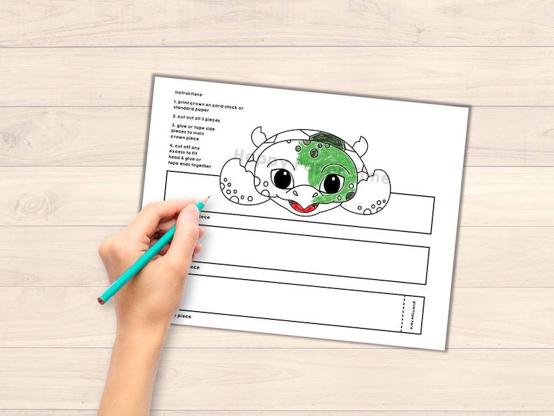 Sea Turtle Paper Crown Party Coloring Printable Party Hat Kids | Etsy