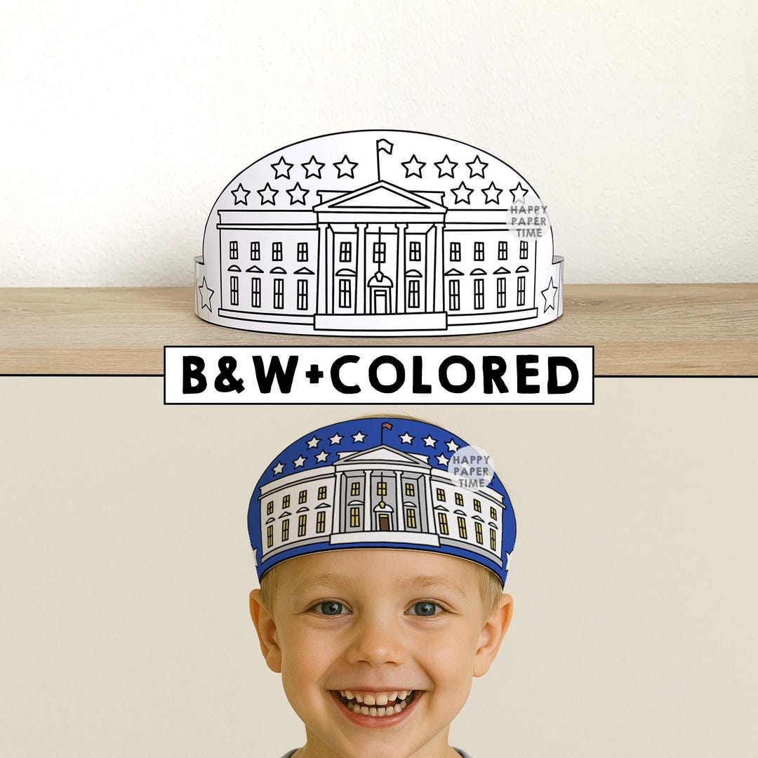 White House Paper Crown 4th of July America Patriotic Headband Activity ...