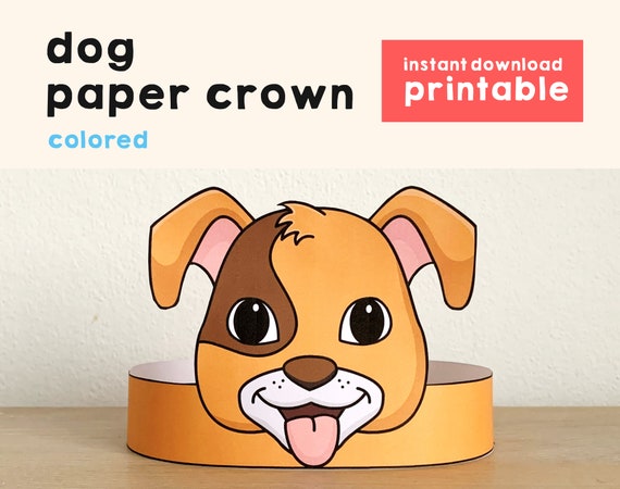 Dog Paper Crown Headband Pet Animal Printable Kids Craft Puppy - Etsy