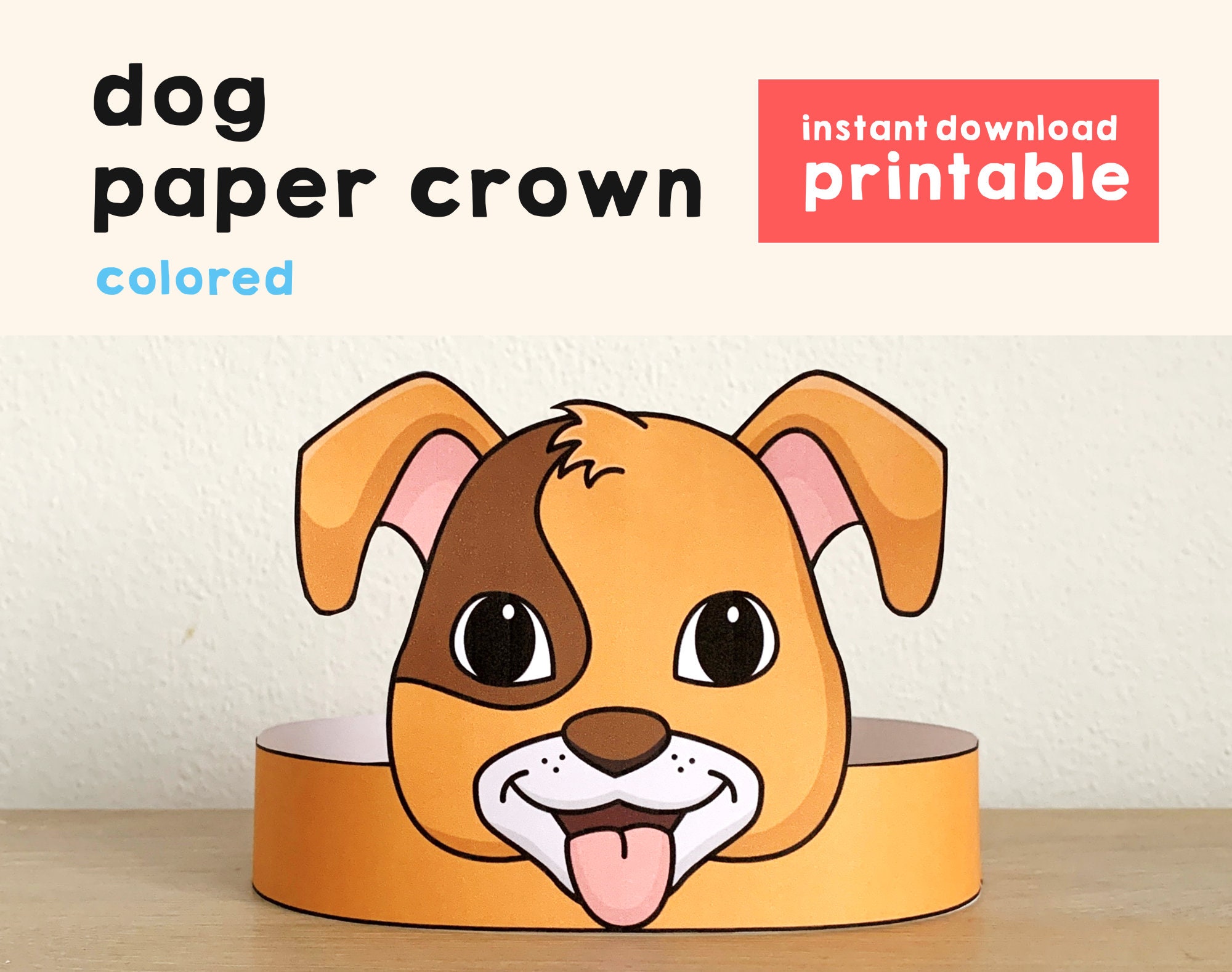 Dog Paper Crown Headband Pet Animal Printable Kids Craft Puppy - Etsy