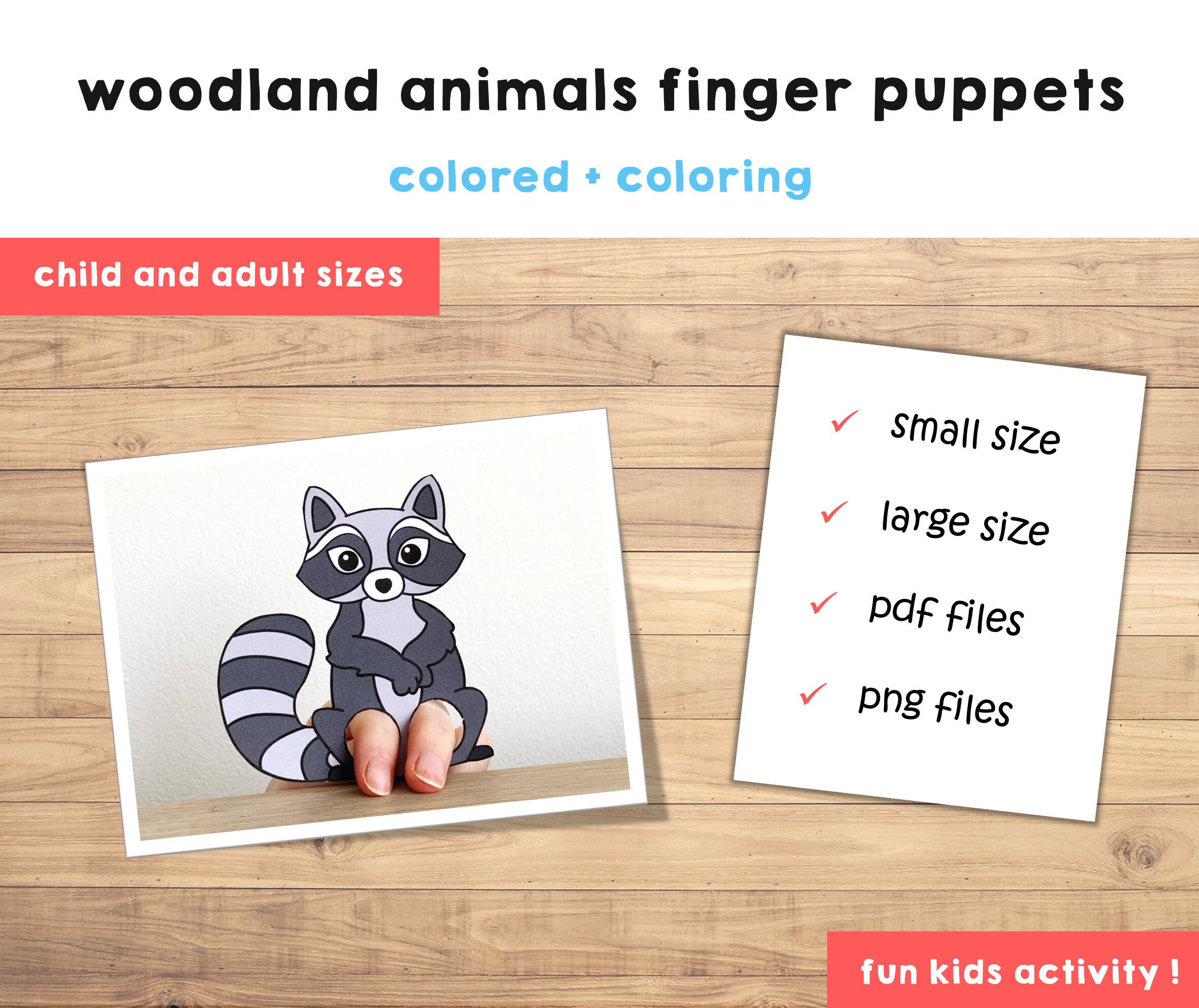 Woodland Animal Paper Craft Printable Finger Puppet Template | Etsy